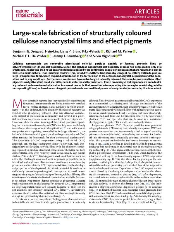 (PDF) Large-scale fabrication of structurally coloured cellulose ...