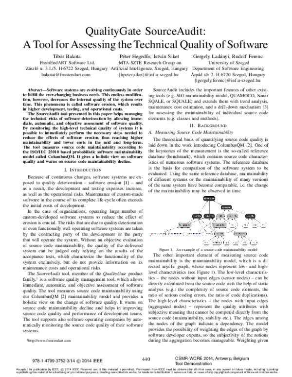 (PDF) Qualitygate SourceAudit: A tool for assessing the technical ...