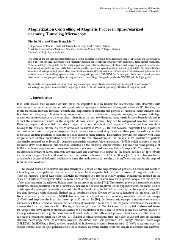 (PDF) Magnetization Controlling of Magnetic Probes in Spin-Polarized Scanning Tunneling Microscopy