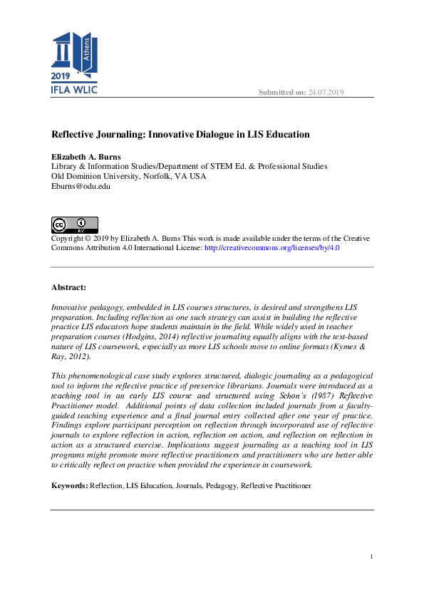 (PDF) Reflective Journaling: Innovative Dialogue in LIS Education