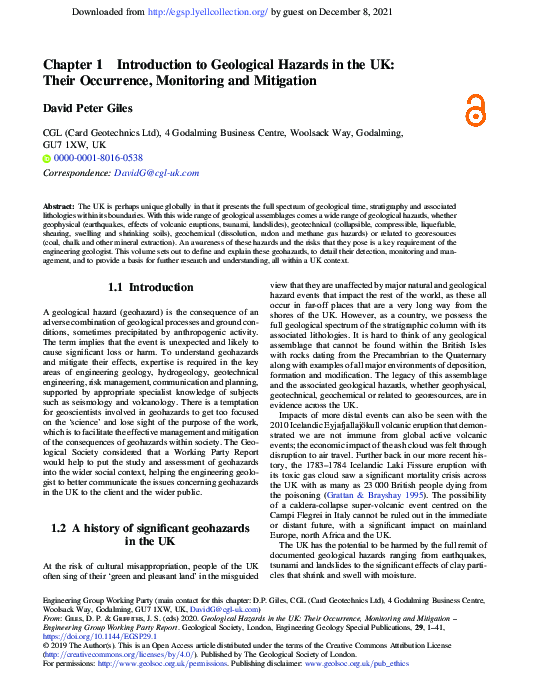 (PDF) Chapter 1 Introduction to Geological Hazards in the UK: Their Occurrence, Monitoring and ...