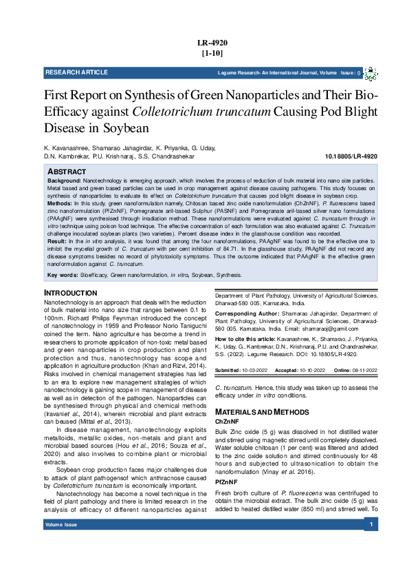 Pdf First Report On Synthesis Of Green Nanoparticles And Their Bio