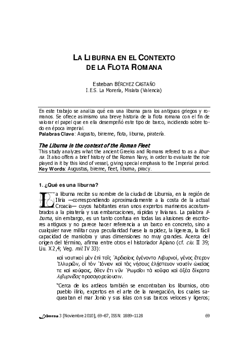 (PDF) The Liburna in the Context of the Roman Fleet