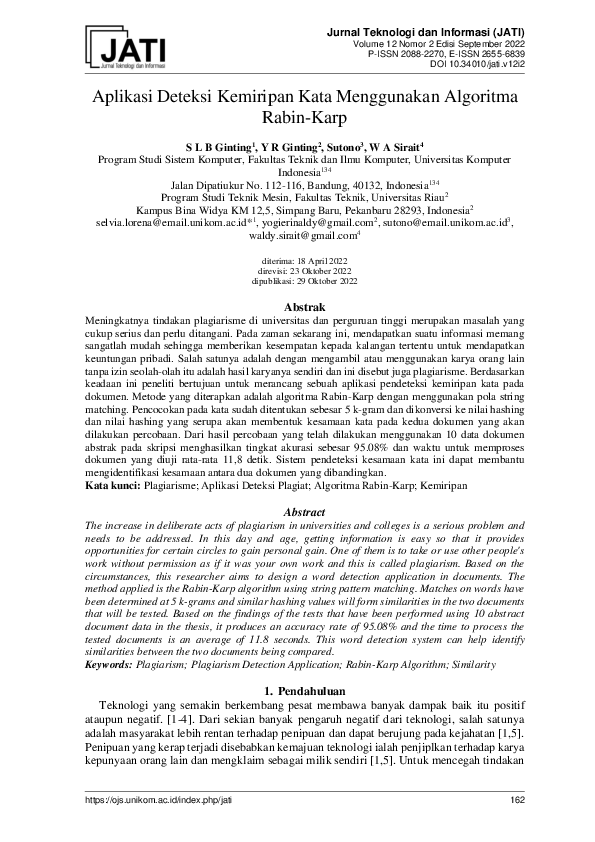 (PDF) Aplikasi Deteksi Kemiripan Kata Menggunakan Algoritma Rabin-Karp