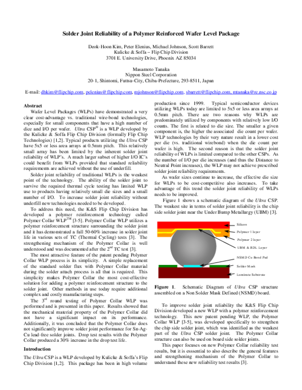(PDF) Solder joint reliability of a polymer reinforced wafer level package