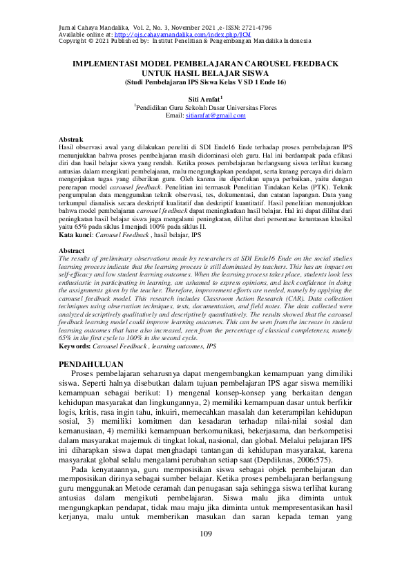 (PDF) Implementasi Model Pembelajaran Carousel Feedback Untuk Hasil ...