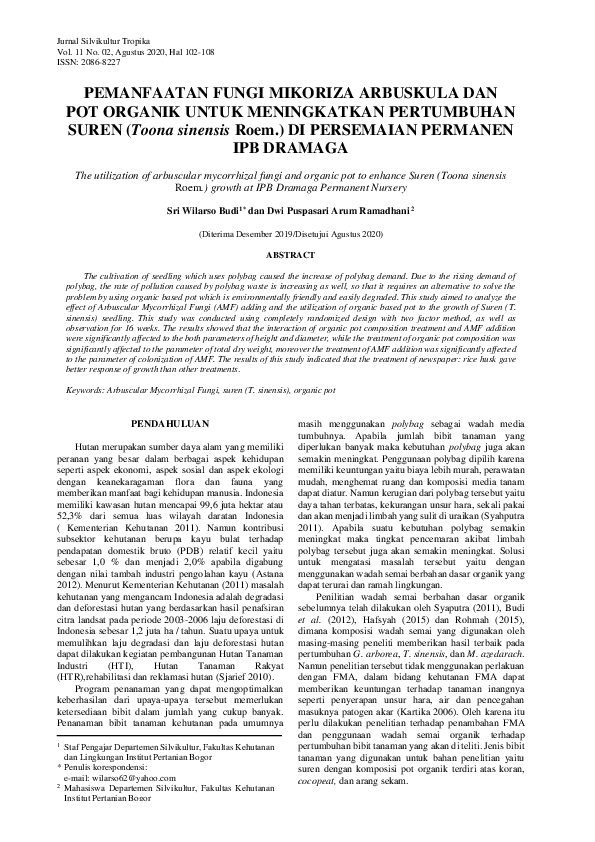 (PDF) Pemanfaatan Fungi Mikoriza Arbuskula dan Pot Organik untuk ...