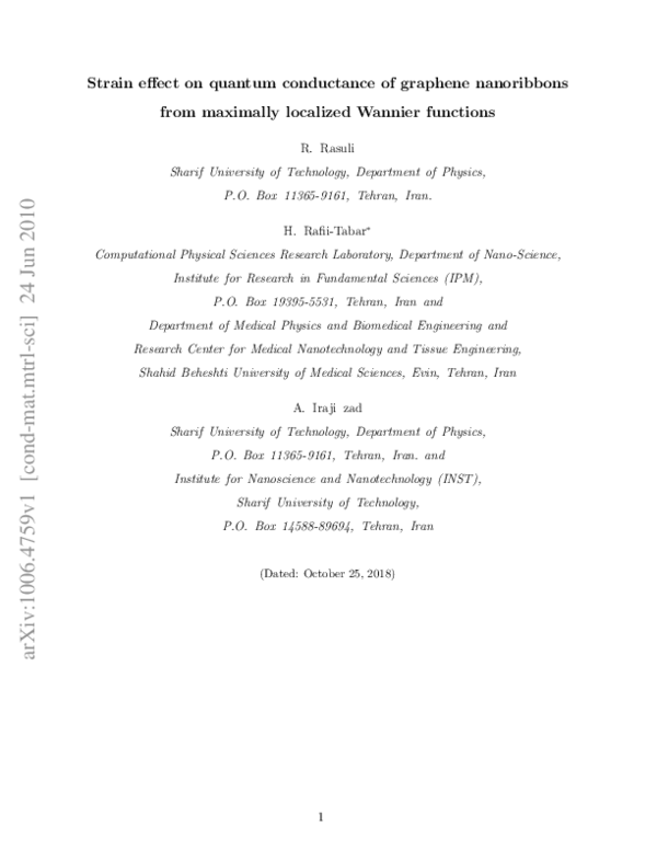 (PDF) Strain effect on quantum conductance of graphene nanoribbons from maximally localized ...