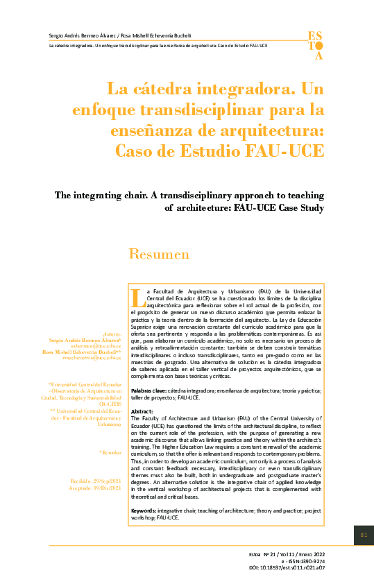 (PDF) The integrating chair. A transdisciplinary approach to teaching ...