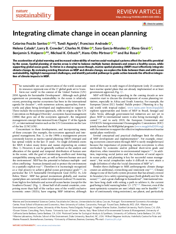(PDF) Integrating climate change in ocean planning