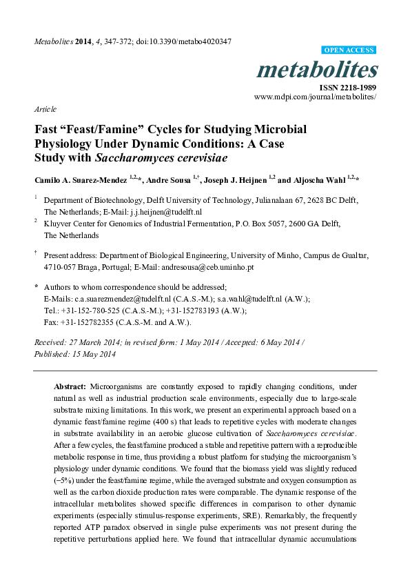(PDF) Fast “Feast/Famine” Cycles for Studying Microbial Physiology ...
