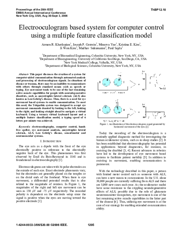 (PDF) Electrooculogram based system for computer control using a ...