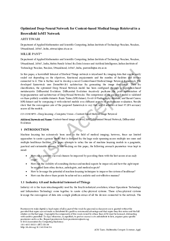 (PDF) Optimized Deep-Neural Network for Content-based Medical Image Retrieval in a Brownfield ...
