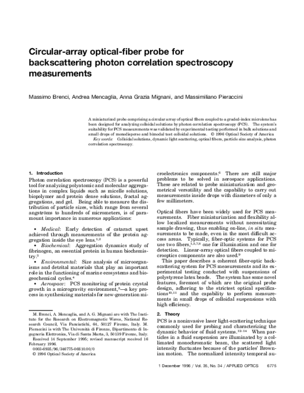 (PDF) Circular-array optical-fiber probe for backscattering photon ...