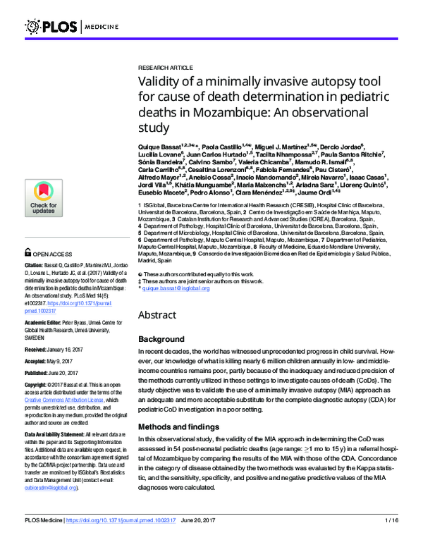 (PDF) Validity of a minimally invasive autopsy tool for cause of death ...