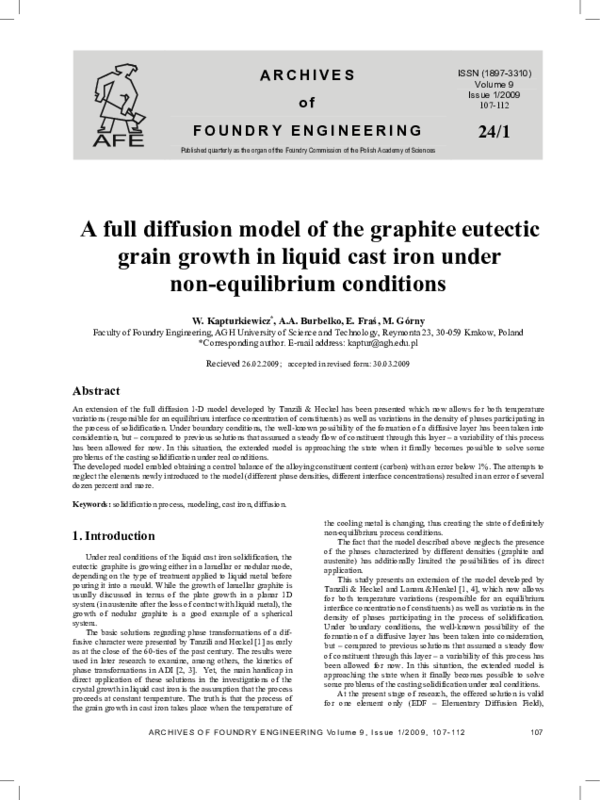 (PDF) A full diffusion model of the graphite eutectic grain growth in ...