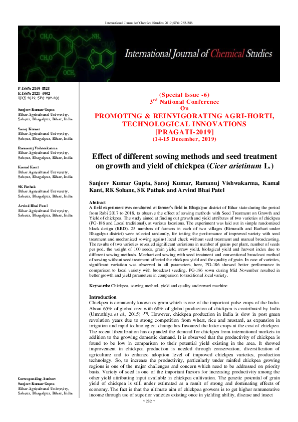 Effect Of Different Sowing Methods And Seed Treatment On Growth And