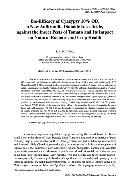 (PDF) Bio-efficacy of Cyazypyr 10% OD, a new anthranilic diamide ...