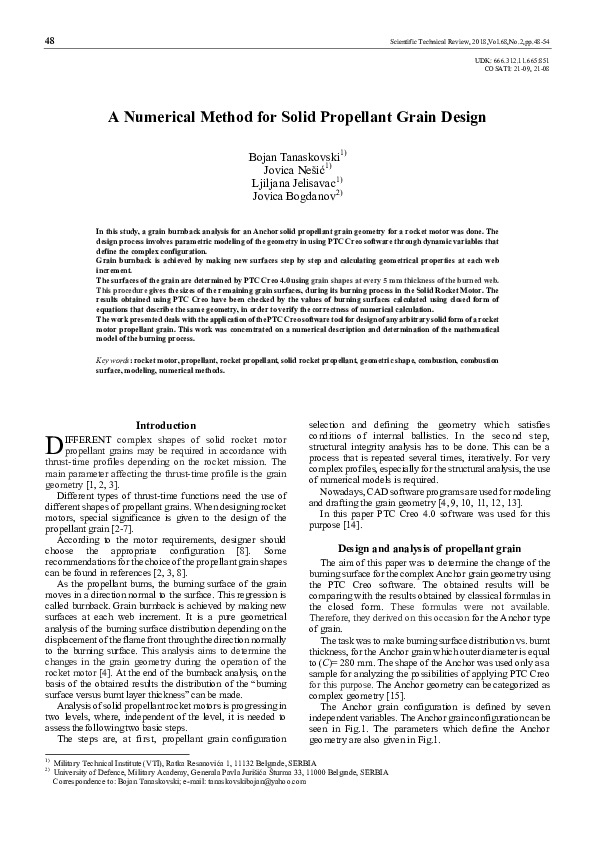 (PDF) A numerical method for solid propellant grain design
