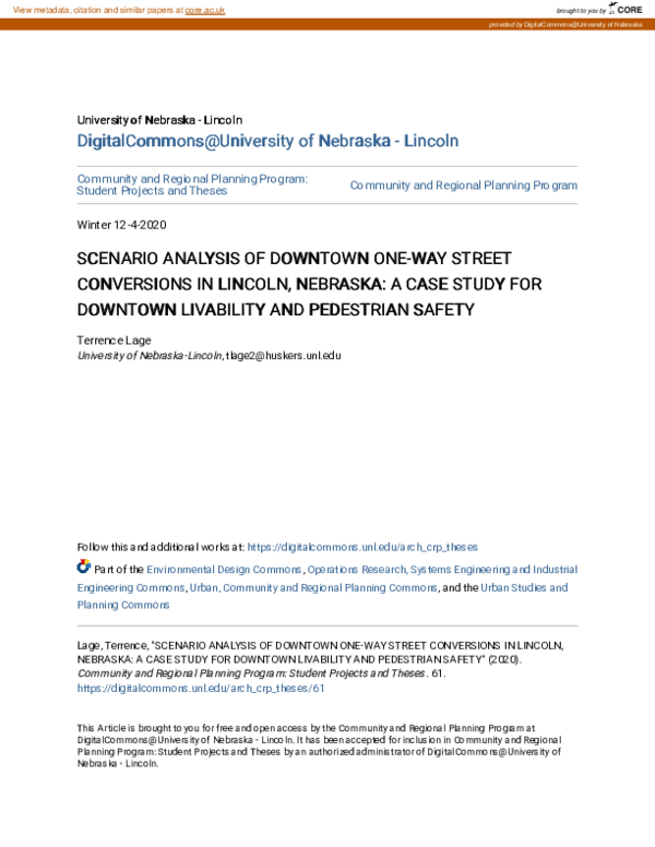 (PDF) Scenario Analysis of Downtown One-Way Street Conversions in ...