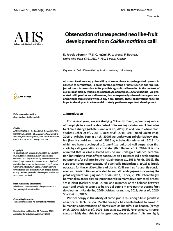 (PDF) Observation of unexpected neo like-fruit development from Cakile ...