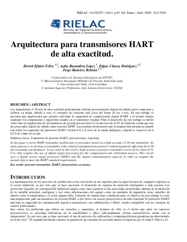 (PDF) Arquitectura para transmisores HART de alta exactitud | EDGAR ...