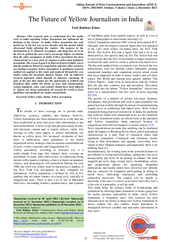 (PDF) The Future of Yellow Journalism in India