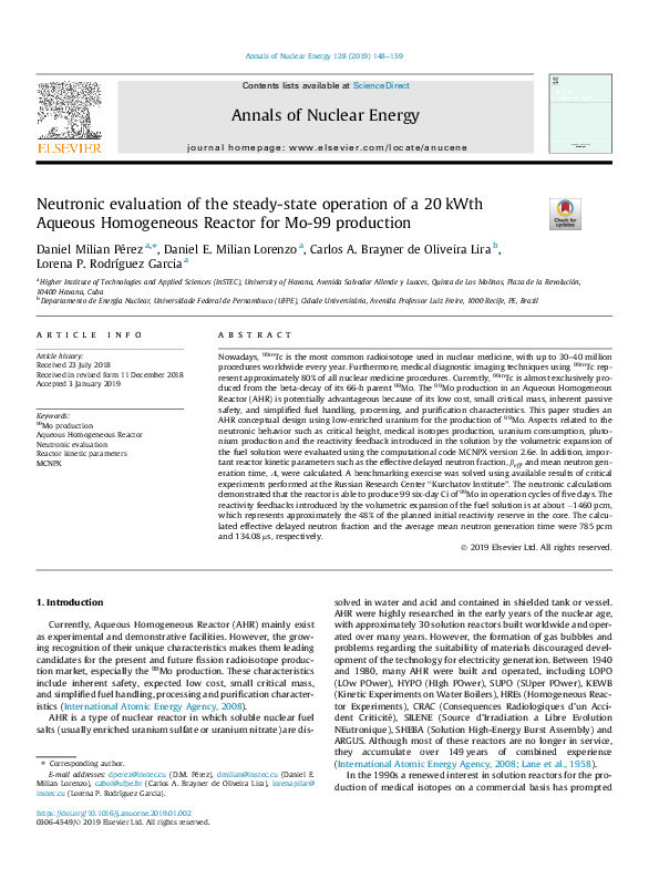 (PDF) Neutronic evaluation of the steady-state operation of a 20 kWth ...