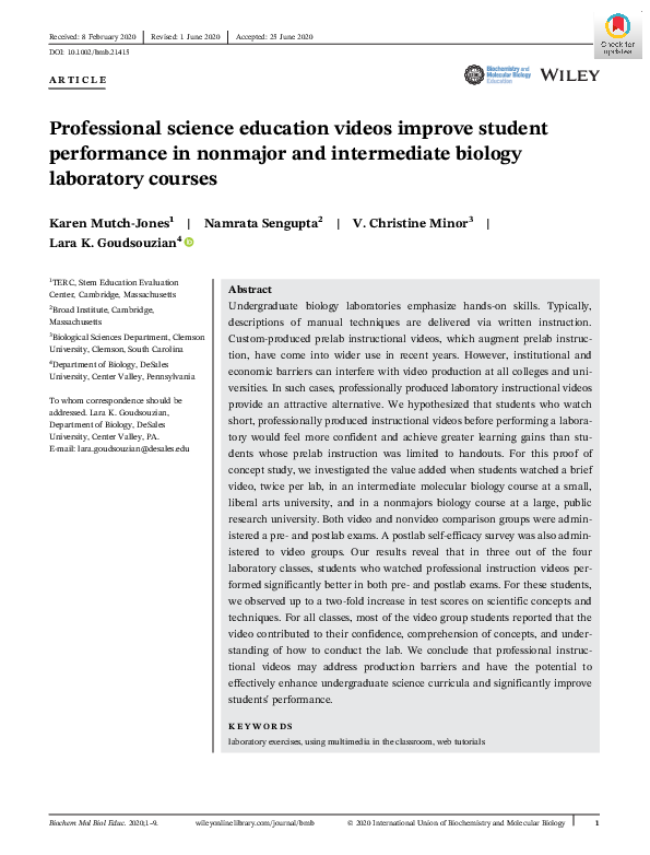 (PDF) Professional science education videos improve student performance ...