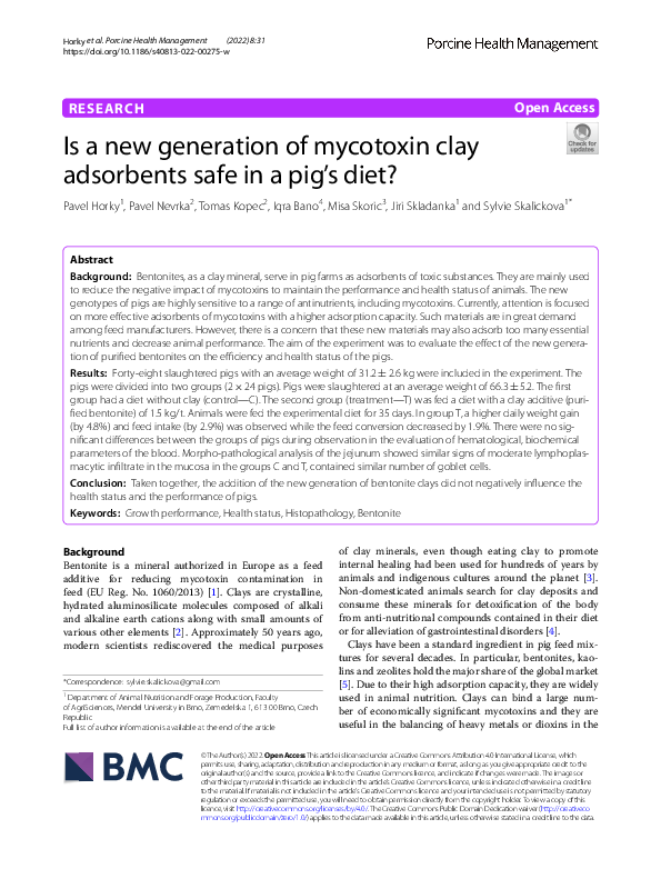 (PDF) Is a new generation of mycotoxin clay adsorbents safe in a pig’s ...
