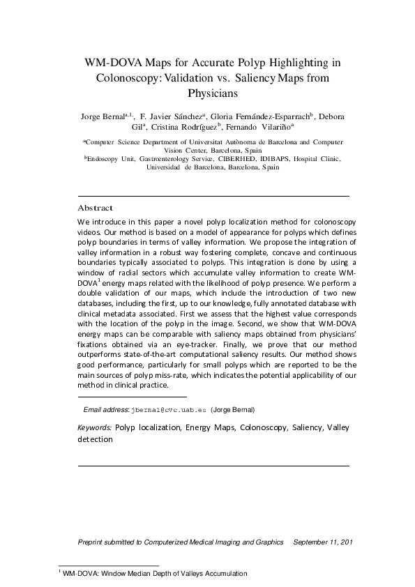 Pdf Wm Dova Maps For Accurate Polyp Highlighting In Colonoscopy Validation Vs Saliency Maps