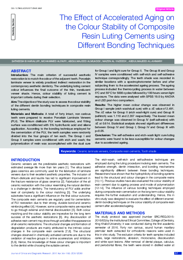 (PDF) The Effect of Accelerated Aging on the Colour Stability of ...