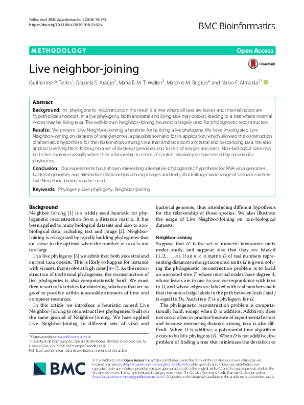 (PDF) Live neighbor-joining