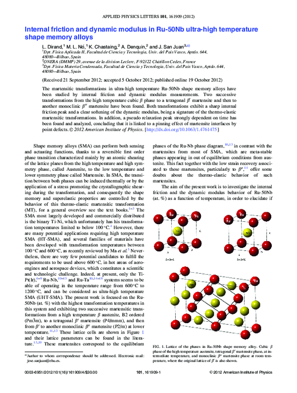 (PDF) Internal friction and dynamic modulus in Ru-50Nb ultra-high ...