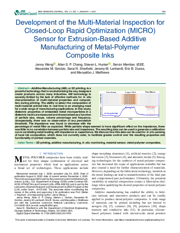 (PDF) Development of the Multi-Material Inspection for Closed-Loop Rapid Optimization (MICRO ...