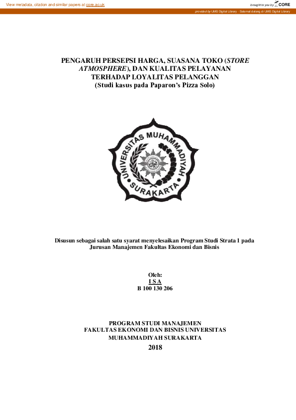 (PDF) Pengaruh Persepsi Harga, Suasana Toko (Store Atmosphere), Dan Kualitas Pelayanan Terhadap ...