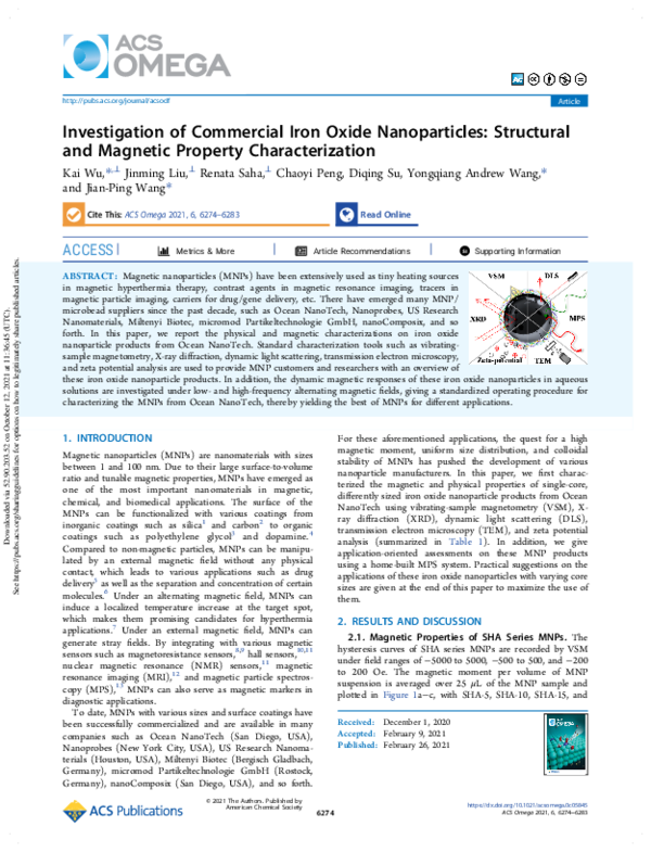 (PDF) Investigation of Commercial Iron Oxide Nanoparticles: Structural and Magnetic Property ...