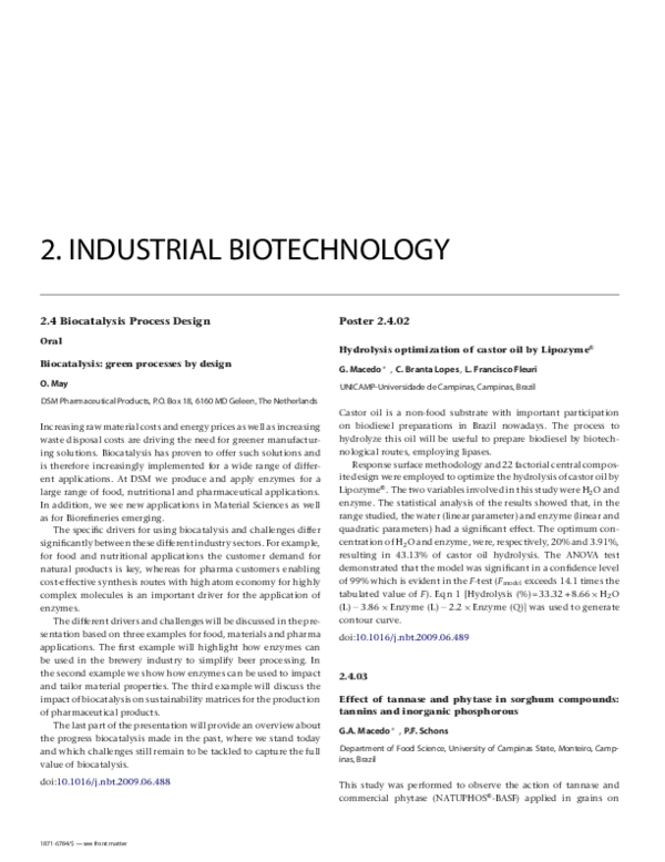 (PDF) Biocatalysis: green processes by design