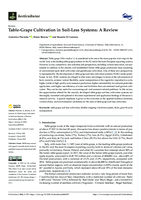 (PDF) Table-Grape Cultivation in Soil-Less Systems: A Review