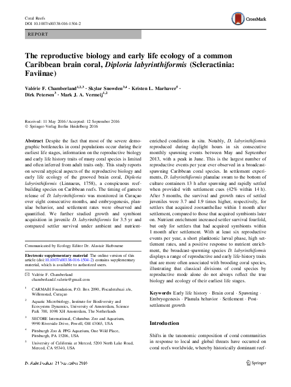 (PDF) The reproductive biology and early life ecology of a common ...