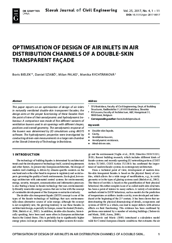 (PDF) Optimisation of Design of Air Inlets in Air Distribution Channels ...