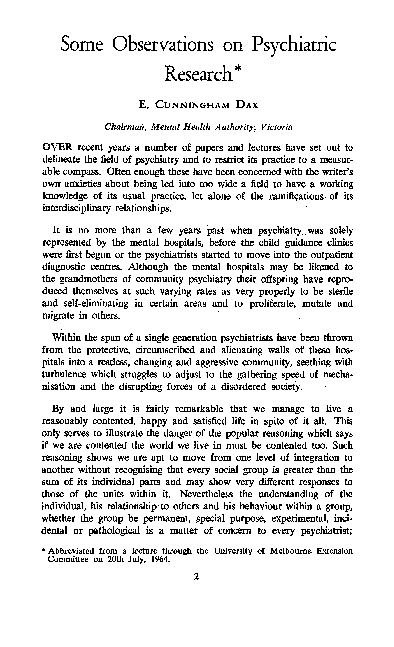(PDF) Some Observations on Psychiatric Research