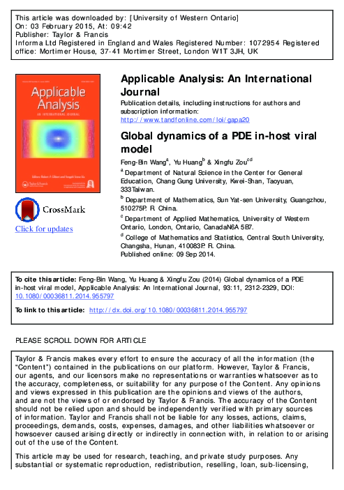 (PDF) Global dynamics of a PDE in-host viral model