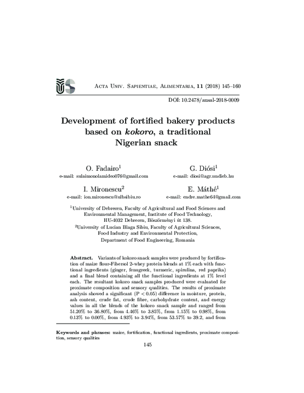 (PDF) Development of fortified bakery products based on kokoro, a ...