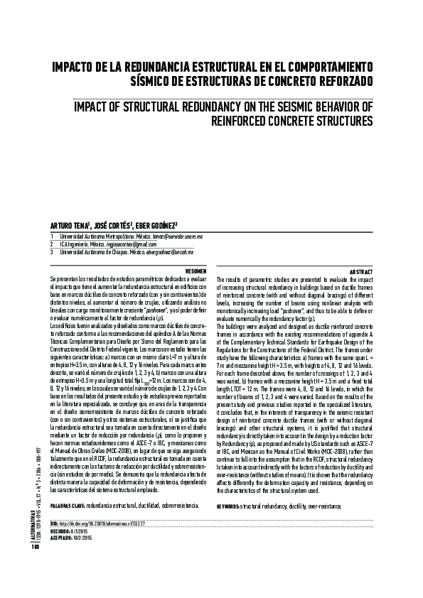 (PDF) Impacto de la redundancia estructural en el comportamiento ...