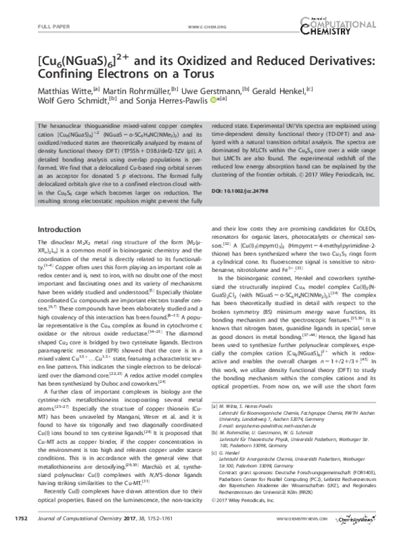 (PDF) [Cu6 (NGuaS)6 ]2+ and its oxidized and reduced derivatives ...