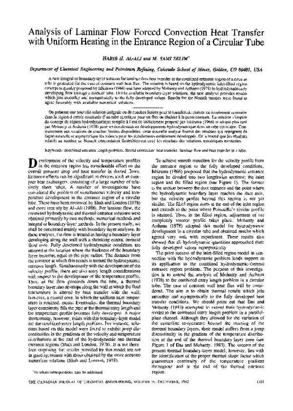 (PDF) Analysis of laminar flow forced convection heat transfer with uniform heating in the ...