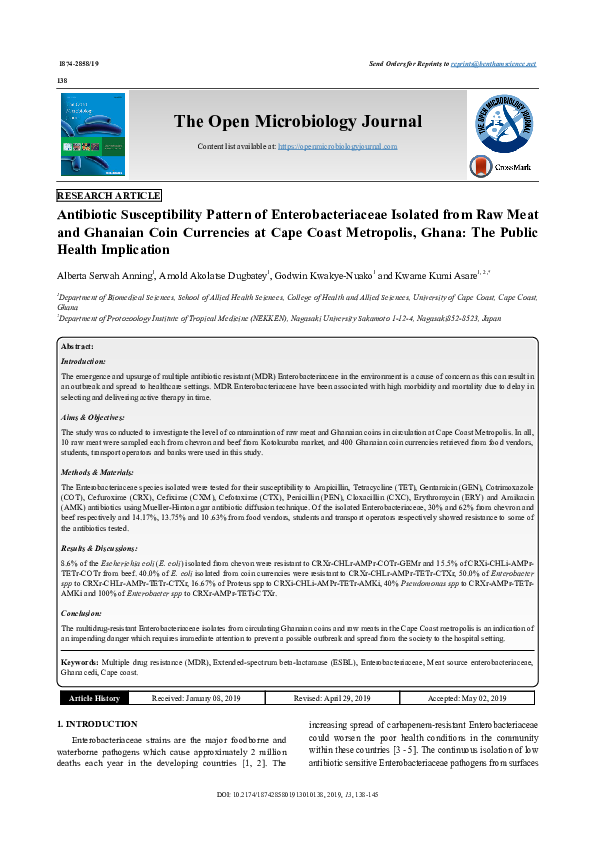 (PDF) Antibiotic Susceptibility Pattern of Enterobacteriaceae Isolated ...