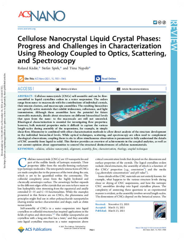 (PDF) Cellulose Nanocrystal Liquid Crystal Phases: Progress and Challenges in Characterization ...