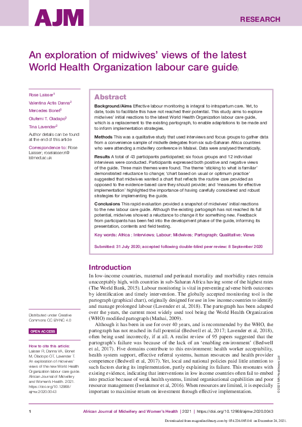 (PDF) An exploration of midwives' views of the latest World Health ...